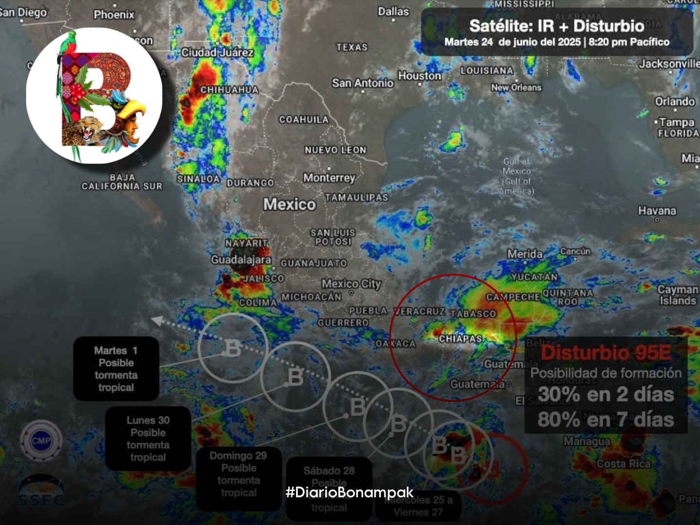POSIBLE RUTA DE LA TORMENTA FLOSSIE AFECTARÍA A CHIAPAS